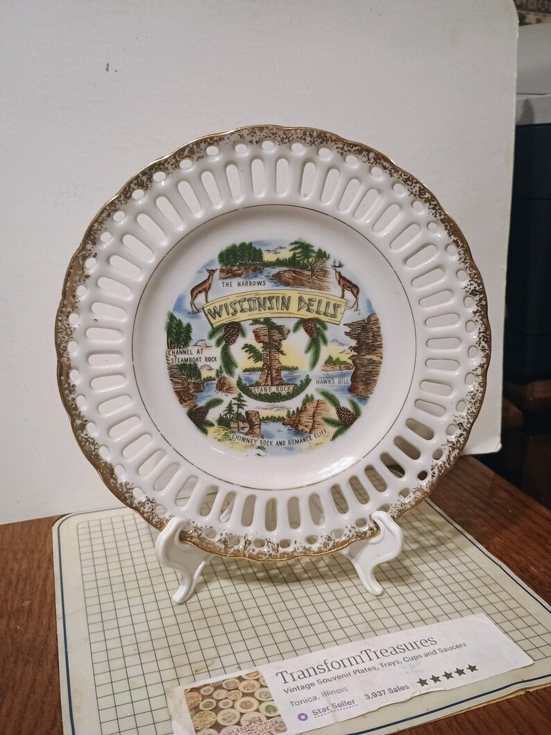 Vintage Wisconsin Dells Souvenir Plate Landmarks Decorative Collector ...