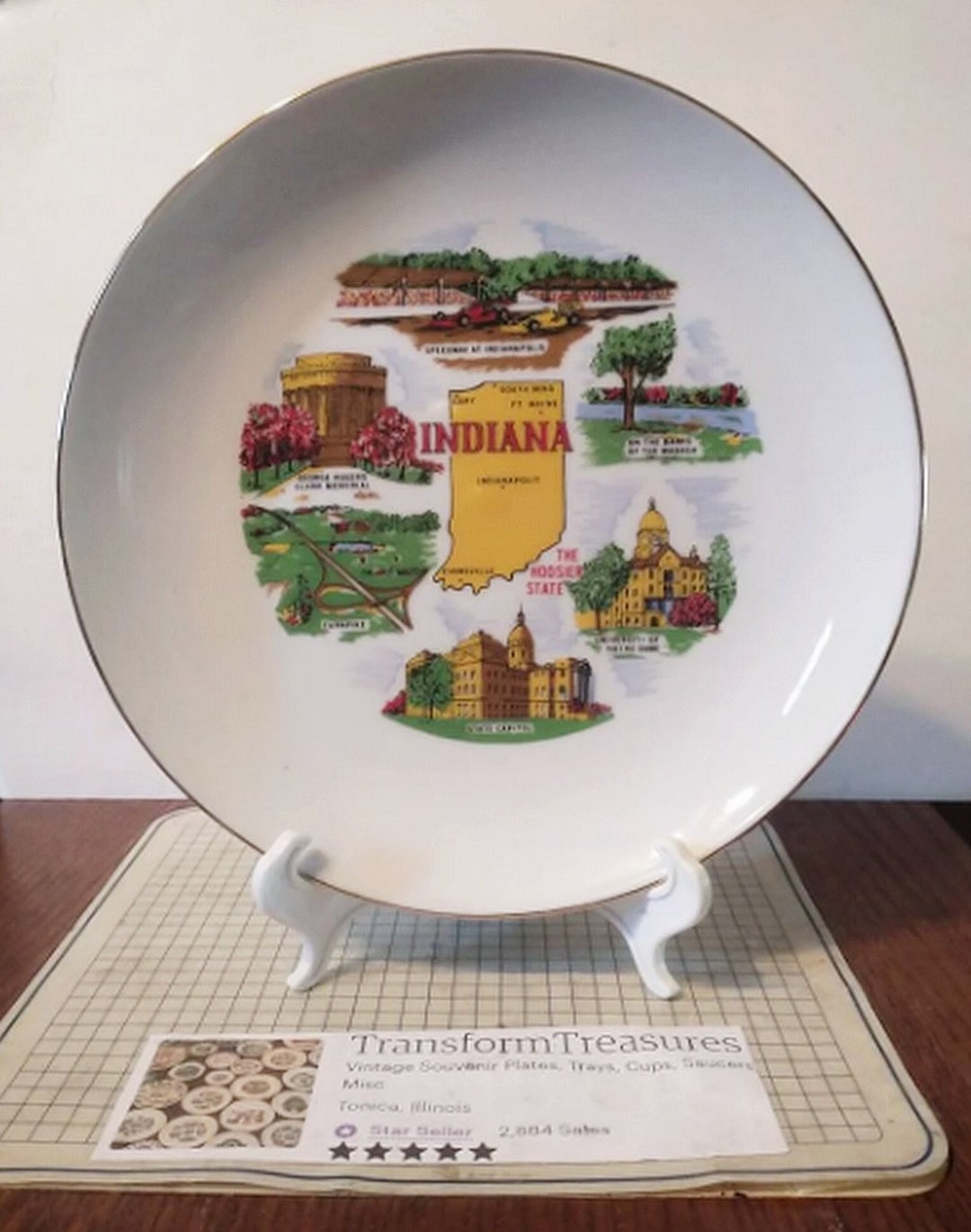 Vintage Indiana Souvenir State Plate Hoosier State Landmarks Decorative ...