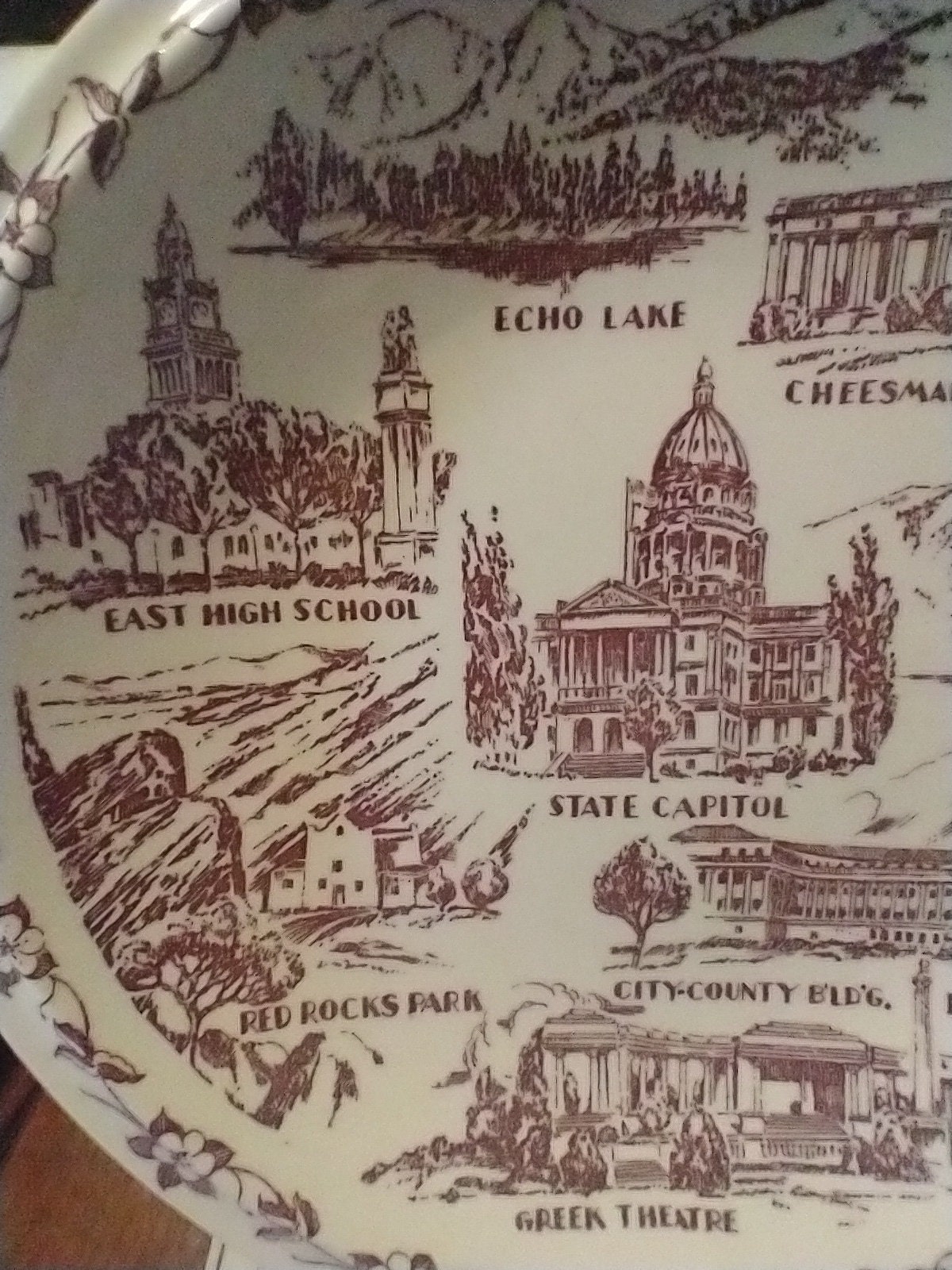 Vintage Denver Colorado Souvenir Plate Landmarks Vernon Kilns ...