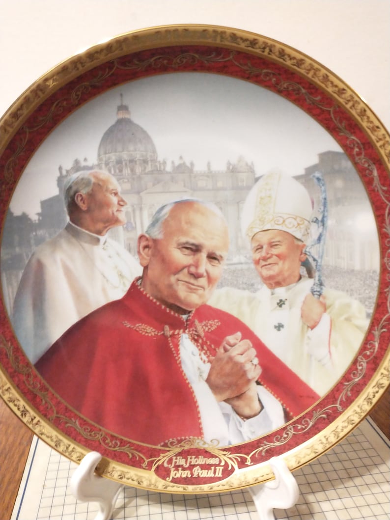 Vintage Pope John Paul II Commemorative Plate Decorative Collectible ...