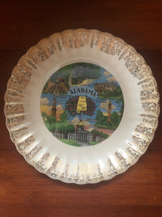 Vintage Alabama Souvenir State Plate Landmarks Decorative - Etsy UK
