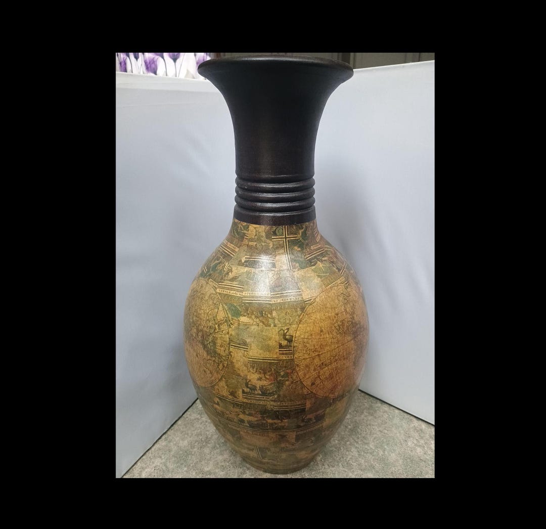 Vintage Old World Map Vase - Collectible Art - Gallery Vase Decorative ...