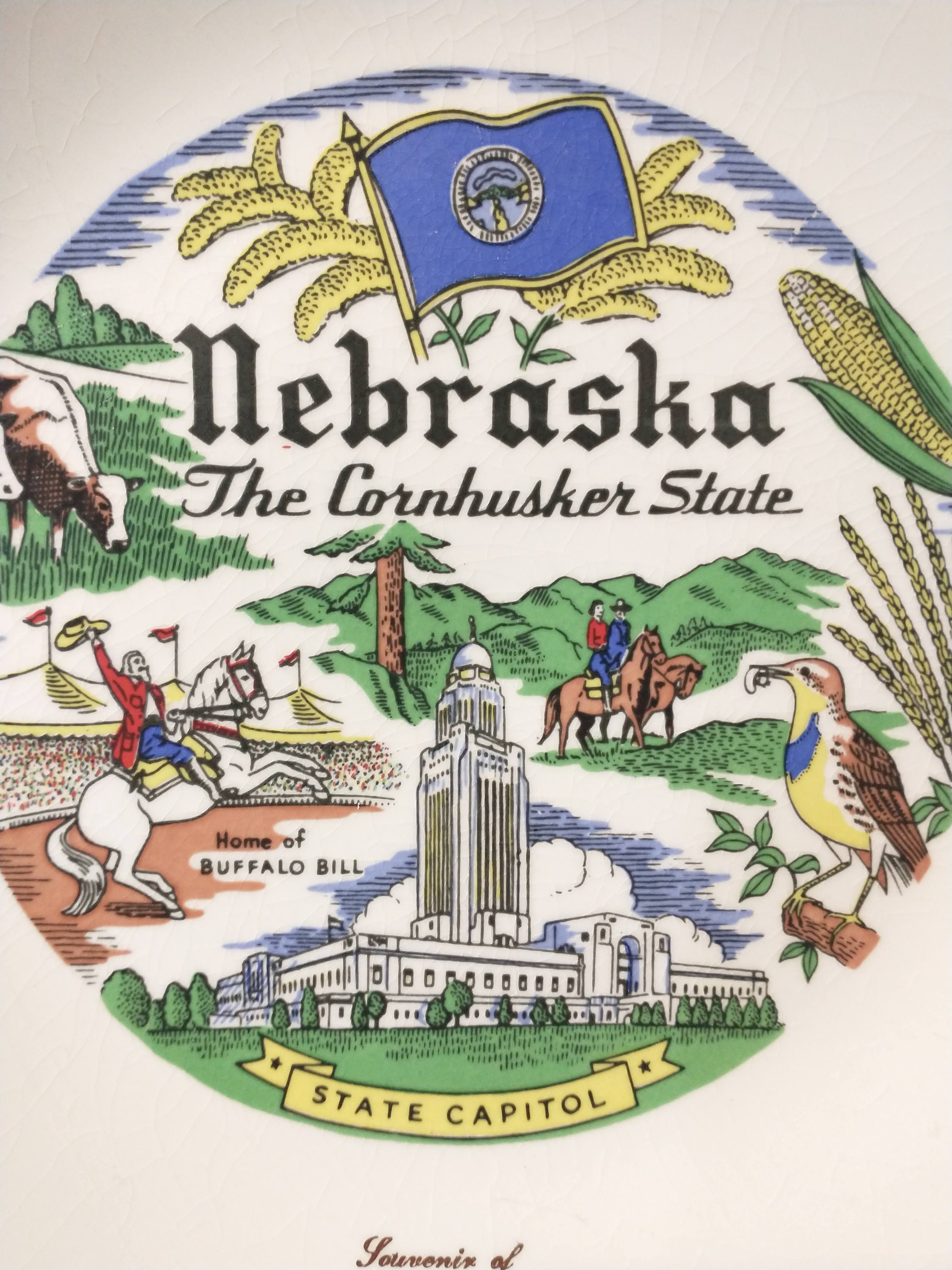 Vintage Nebraska Souvenir State Plate Nebraska Landmarks Decorative ...