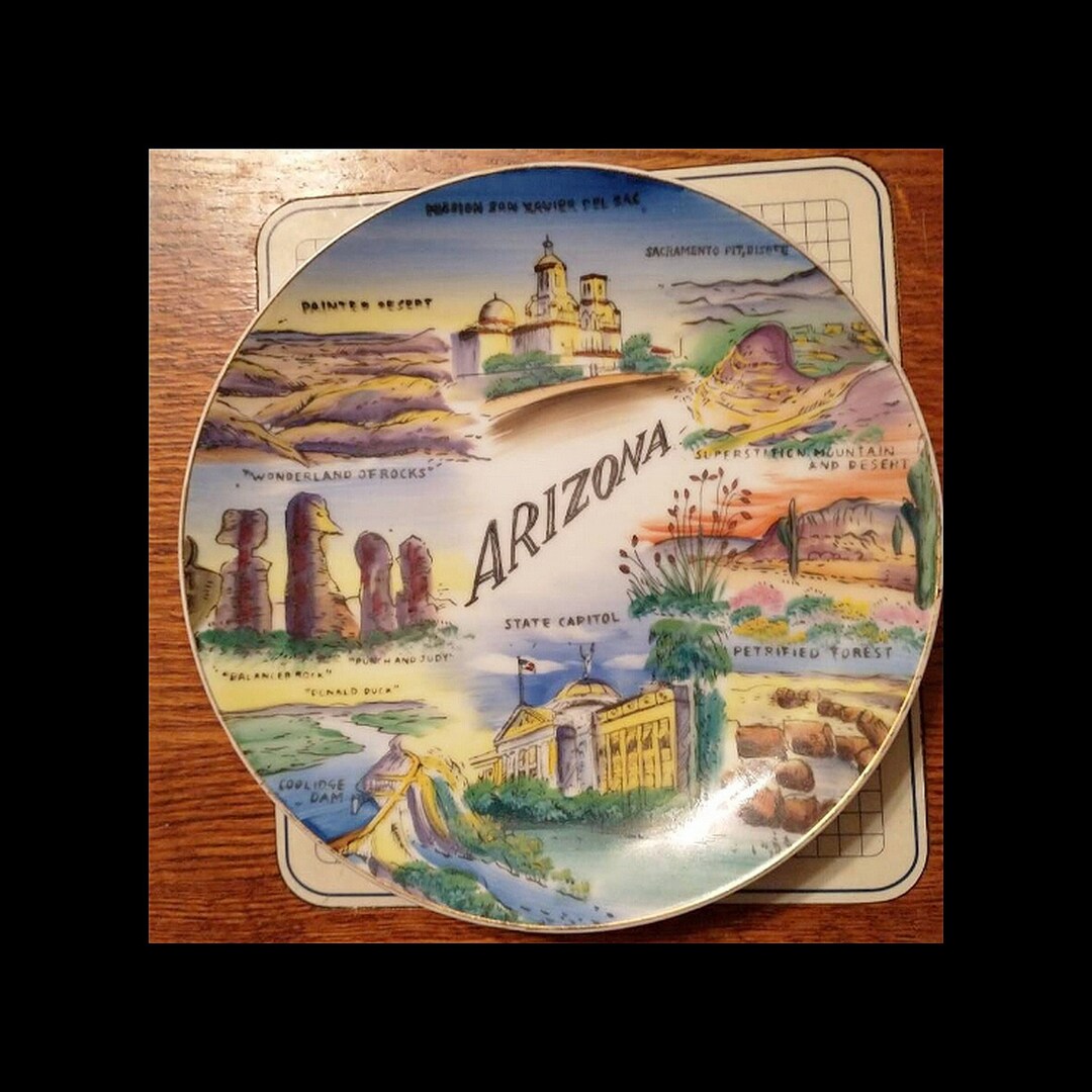Vintage Arizona Souvenir State Plate Landmarks Collectible Decorative ...