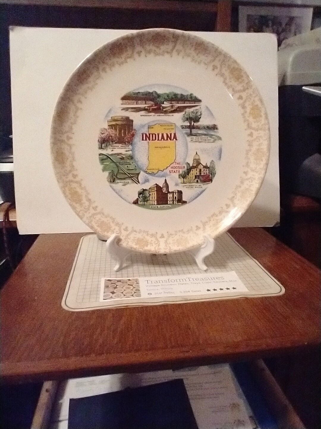 Vintage Indiana Souvenir State Plate Landmarks Decorative Travel ...