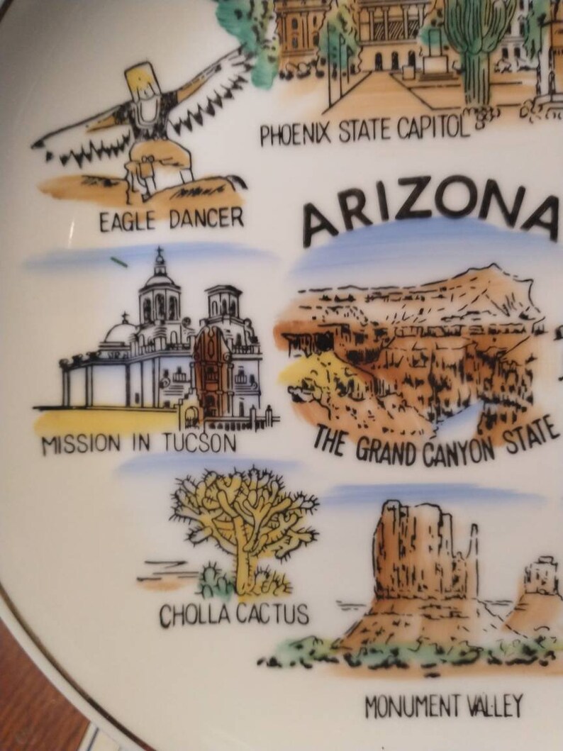 Vintage Arizona Souvenir State Plate Landmarks Decorative Collector ...