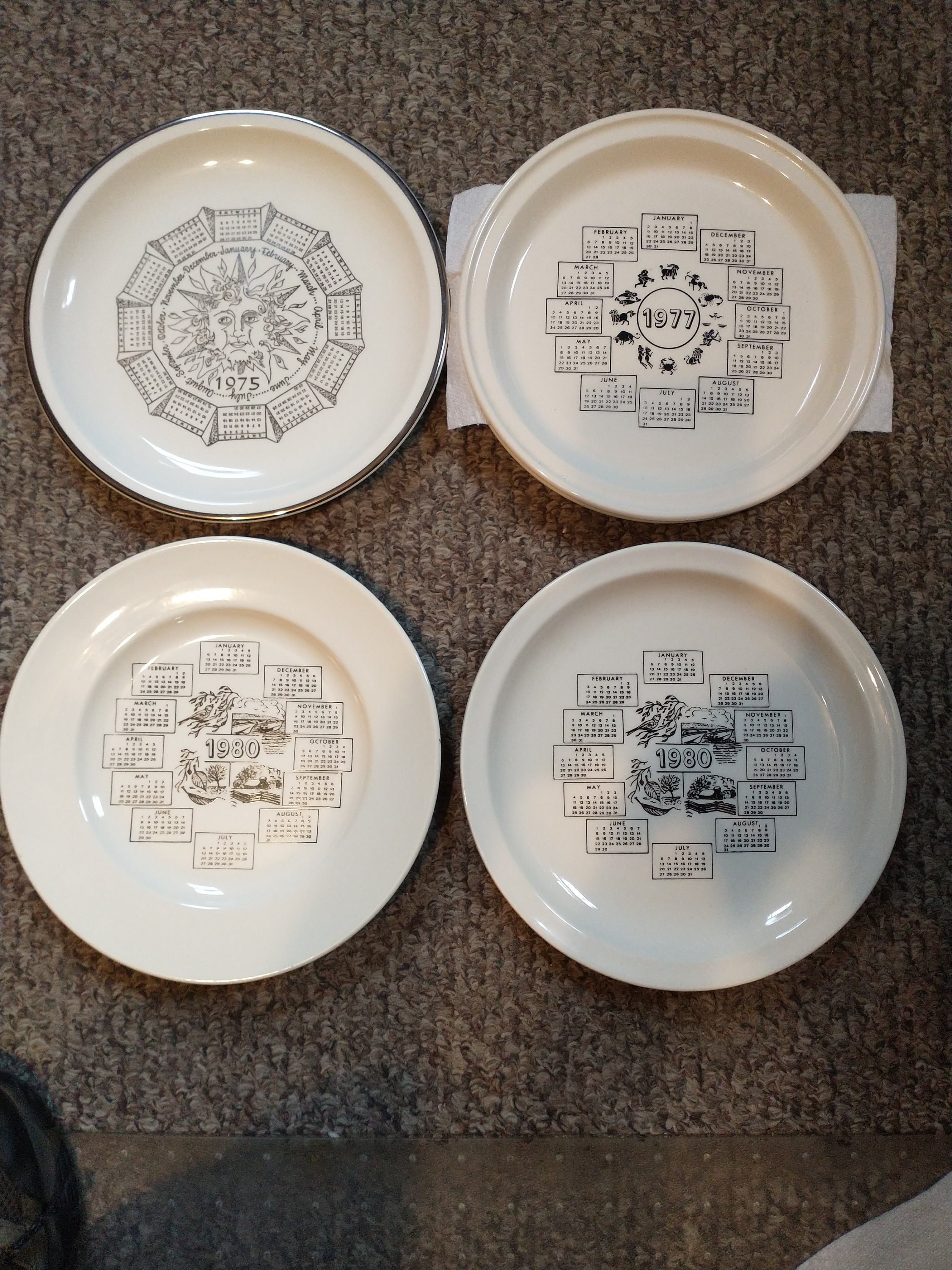 1975 1977 1980 Calendar Plates (CG) Souvenir Yearly Retro Collectible ...