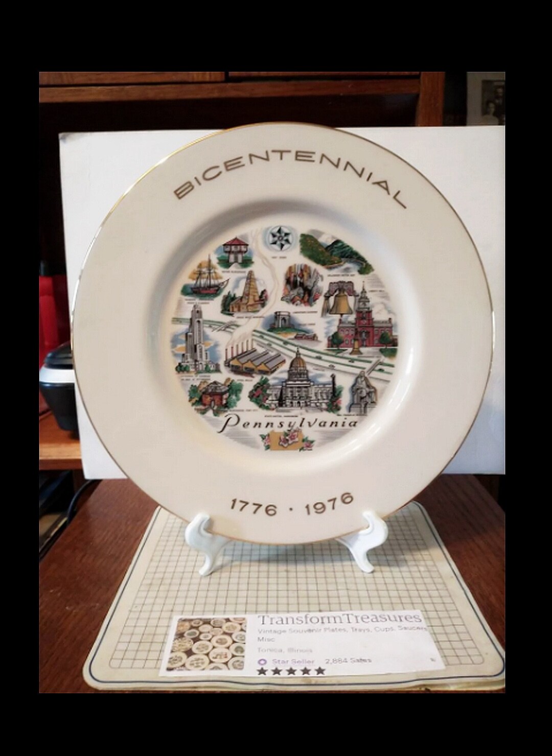 Vintage Large Pennsylvania American Bicentennial Plate Decorative ...