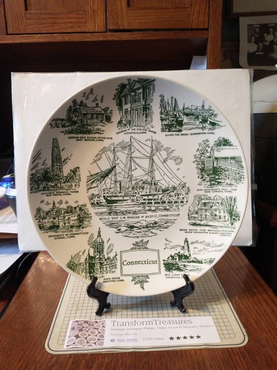 Vintage Connecticut Souvenir State Plate CT Landmarks - Etsy