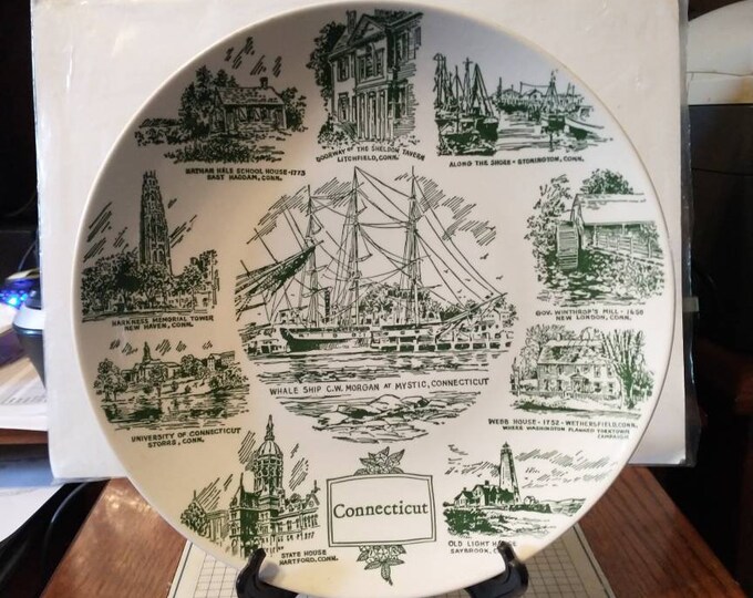 Vintage Connecticut Souvenir State Plate CT Landmarks Decorative ...