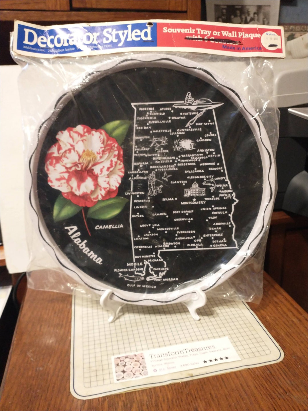 Vintage Alabama Souvenir State Collectible Metal Tray Map Landmarks ...