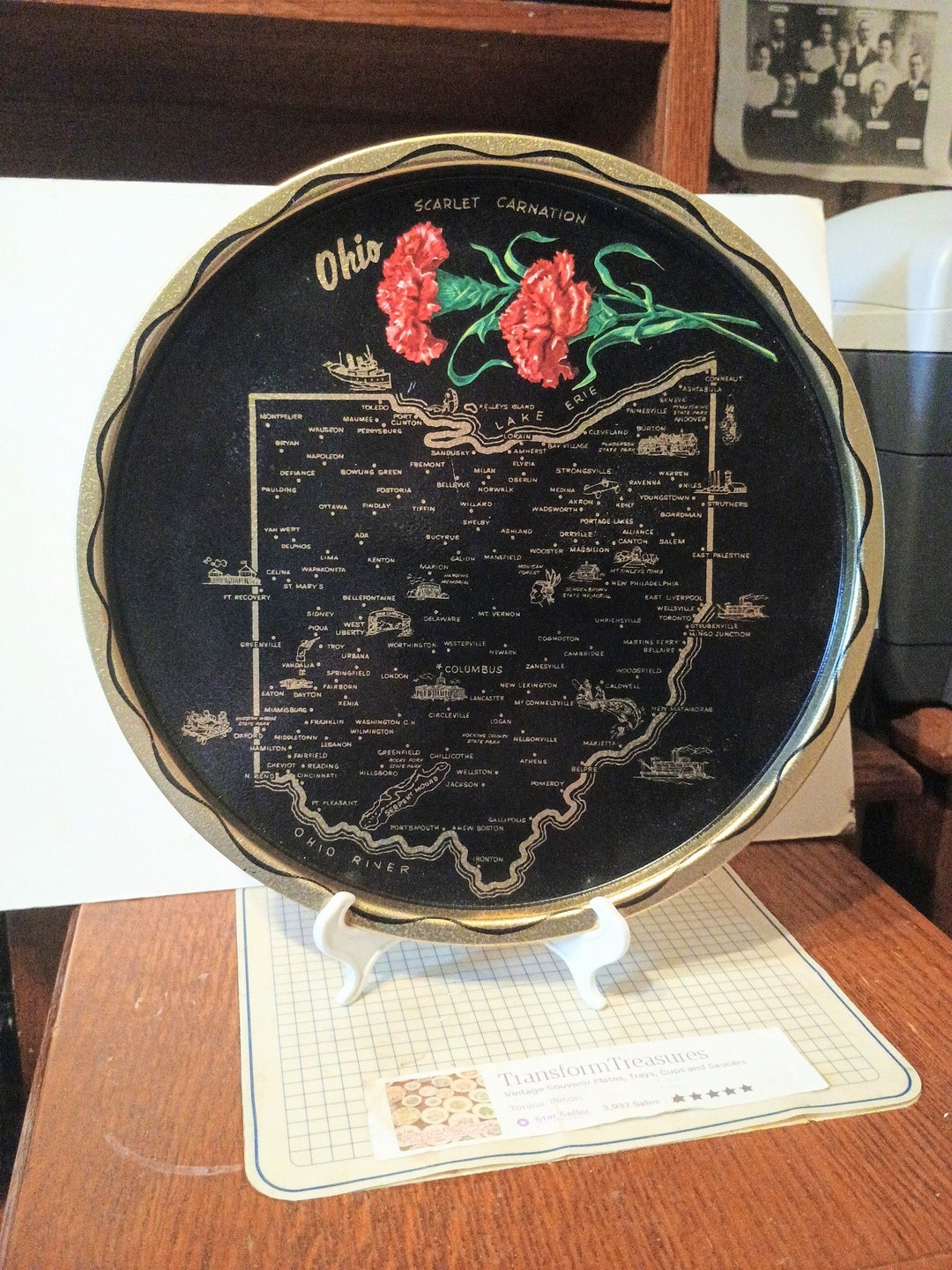Vintage Ohio Souvenir State Tray Metal Map Decorative Collector ...
