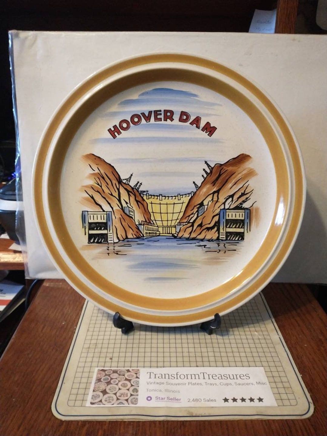 Vintage Hoover Dam Souvenir Plate Arizona Nevada Collectible Plate ...