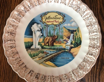 Vintage Yellowstone National Park Souvenir Plate Decorative | Etsy