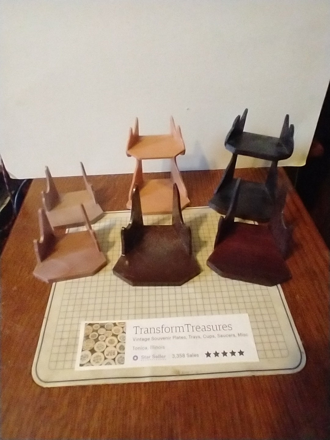 Cup and Saucer Display Stands Wood Plastic Preowned - Etsy