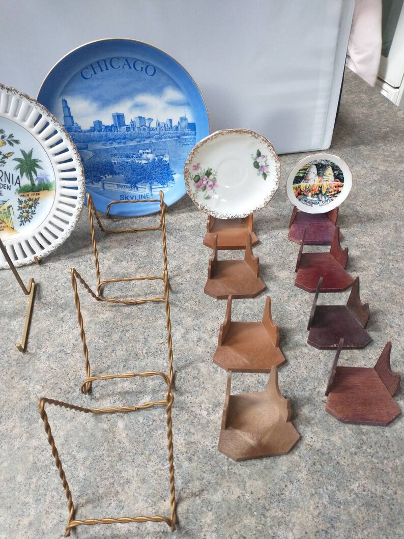 Plate Display Stands Wood Wire Plastic | Etsy