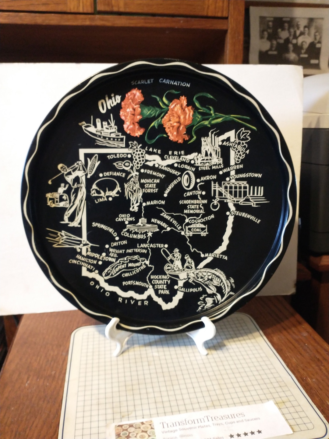 Vintage Ohio Souvenir State Tray Metal Map Decorative Collector ...
