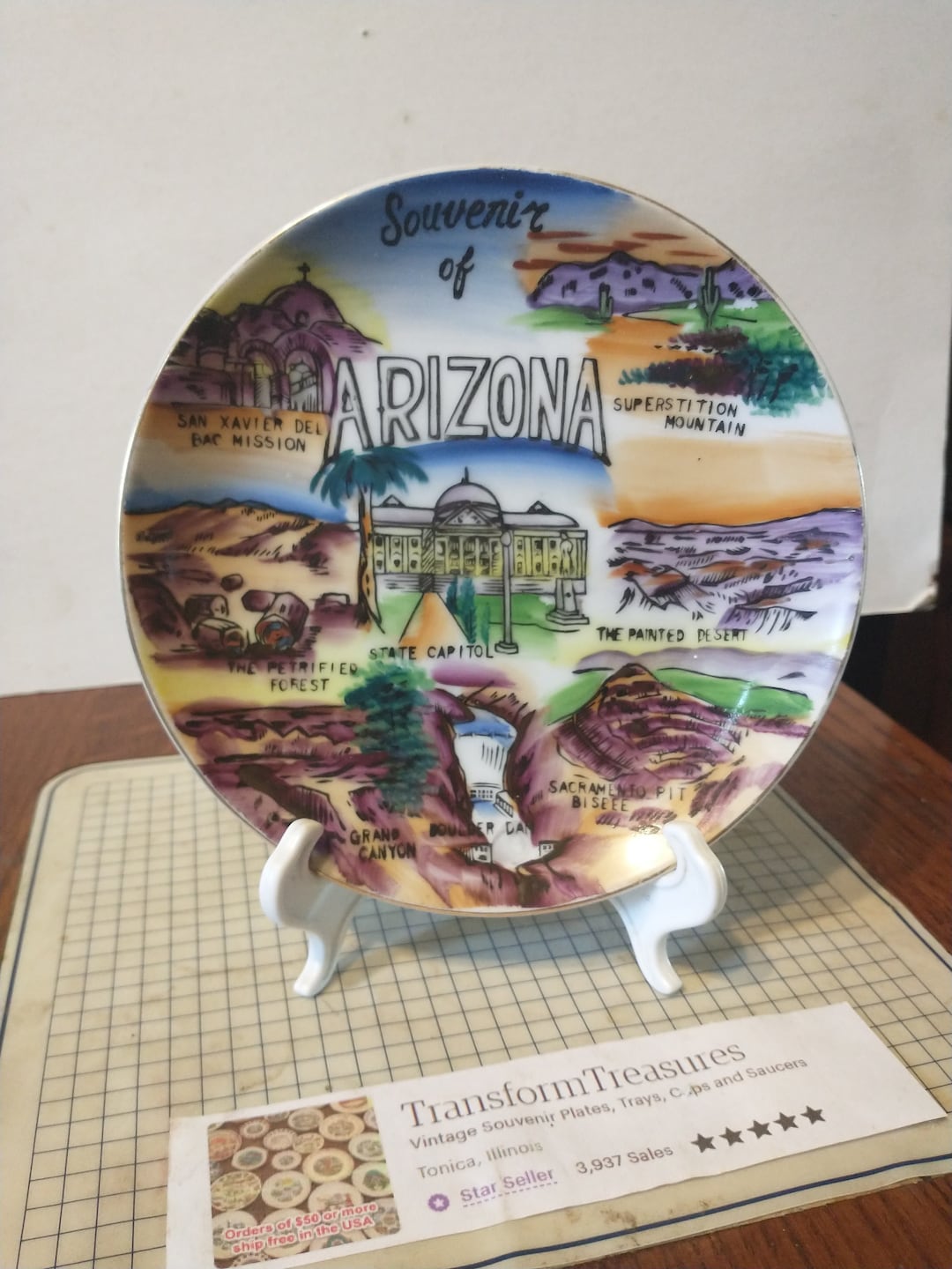 Vintage Arizona Souvenir State Plate Arizona Landmarks Small Decorative ...