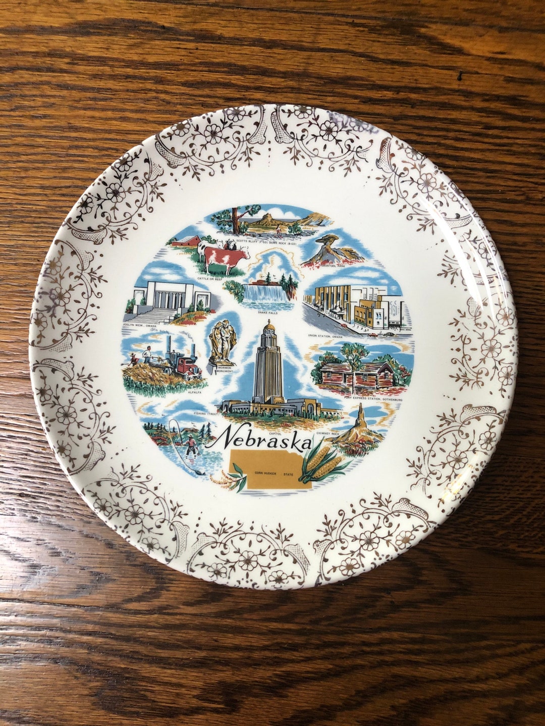 Vintage Nebraska Souvenir State Plate Nebraska Landmarks Decorative ...