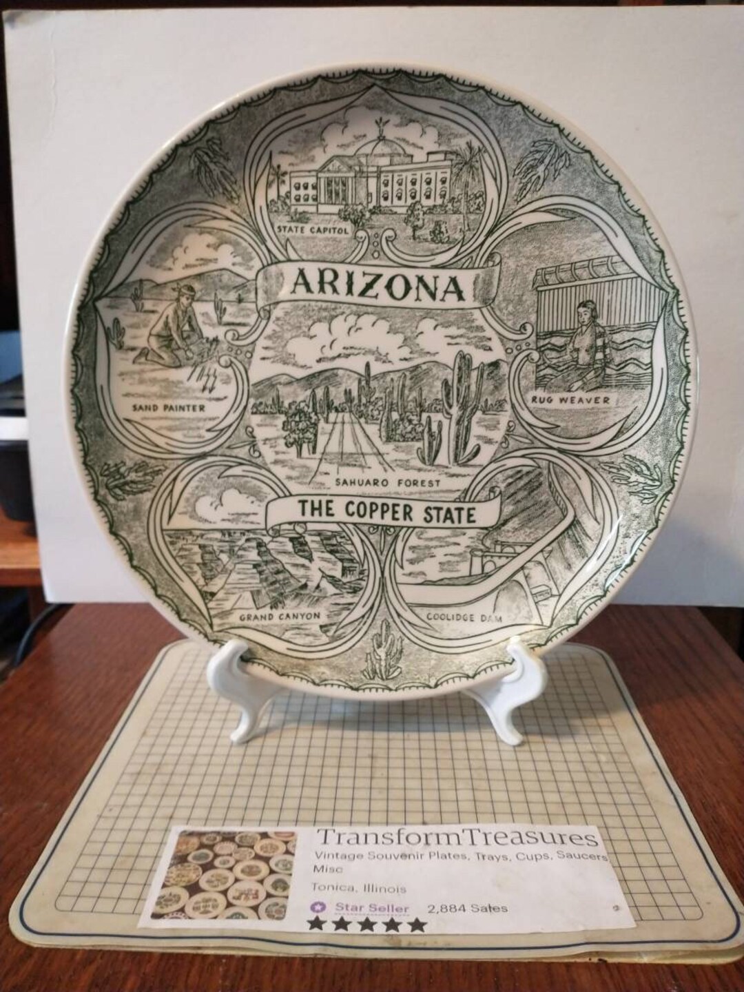 Vintage Arizona Souvenir State Plate Landmarks Decorative Collector ...
