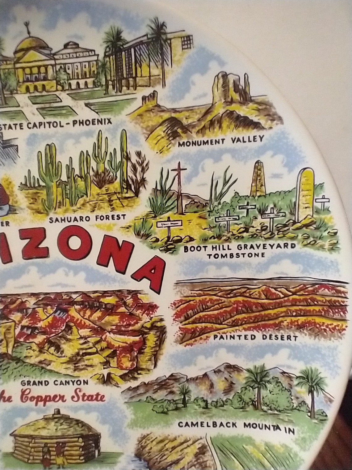 Vintage Arizona Souvenir State Plate Landmarks Decorative Collector ...