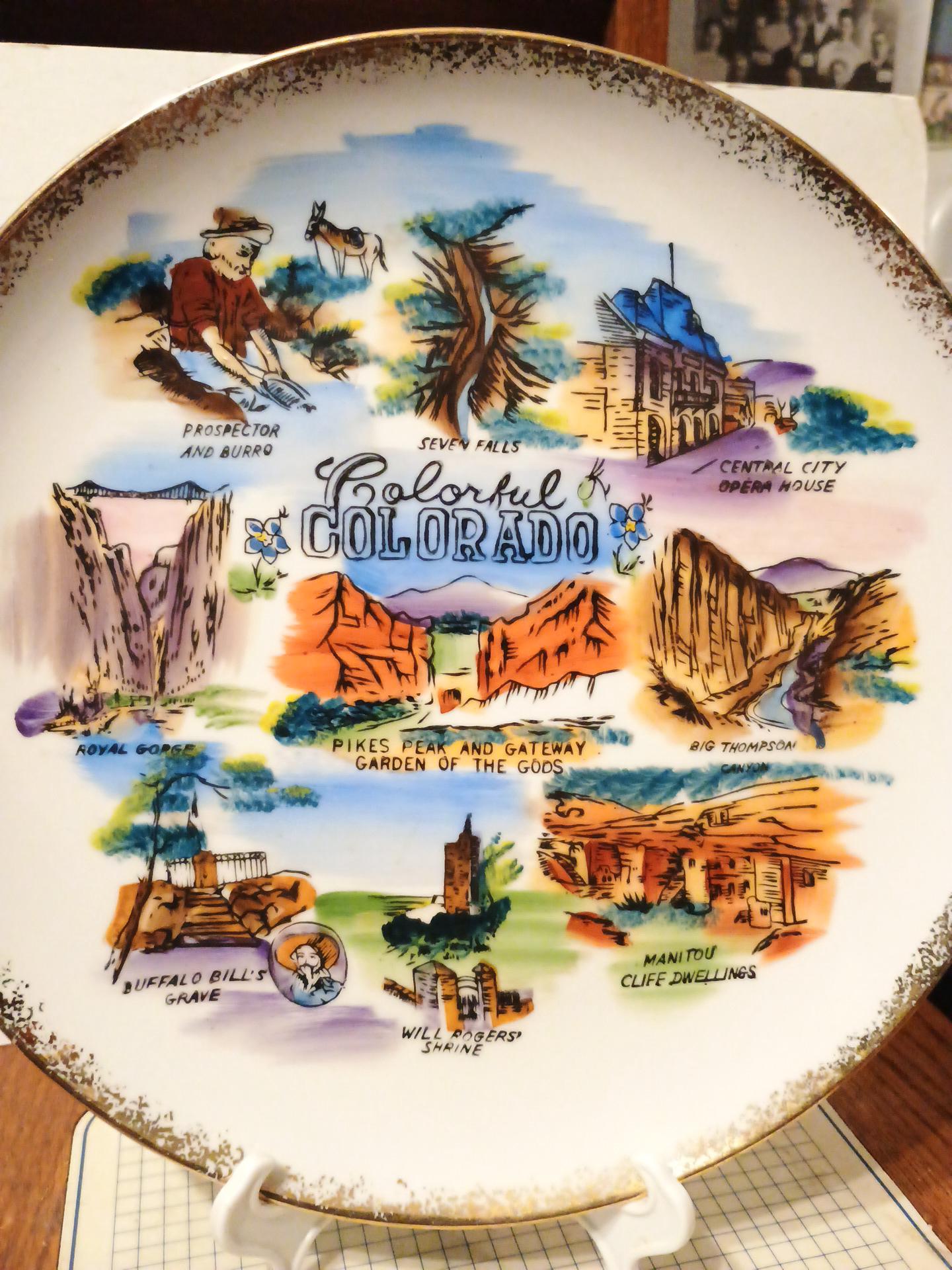 Vintage Colorful Colorado Souvenir State Plate Landmarks Decorative ...