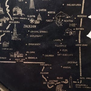 Vintage Mississippi Souvenir State Collectible Metal Tray Map Landmarks ...