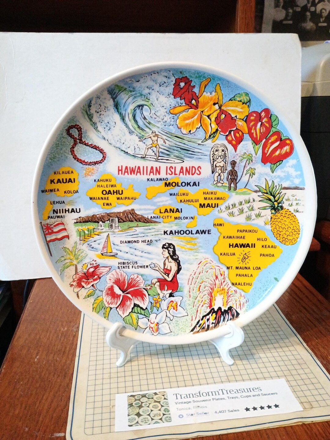 Vintage Hawaiian Islands Souvenir Plate HI Hawaii State Decorative ...
