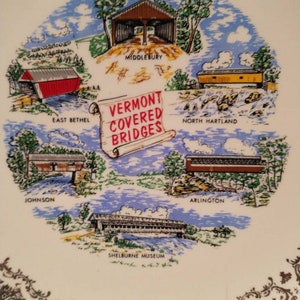 Vintage Vermont Covered Bridges Souvenir Plate VT Landmarks Decorative ...
