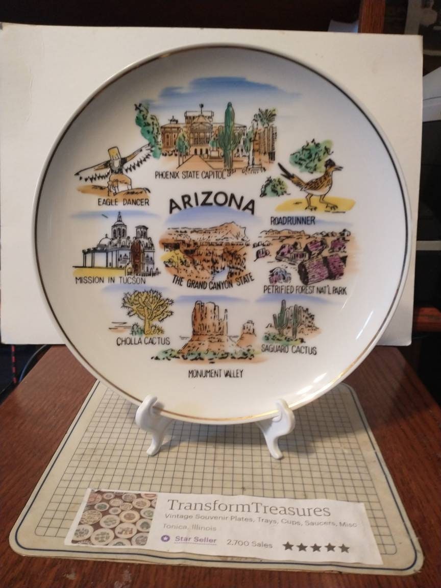 Vintage Arizona Souvenir State Plate Landmarks Decorative Collector ...