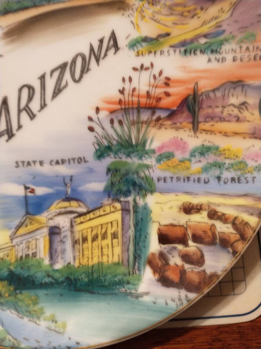 Vintage Arizona Souvenir State Plate Landmarks Collectible Decorative ...