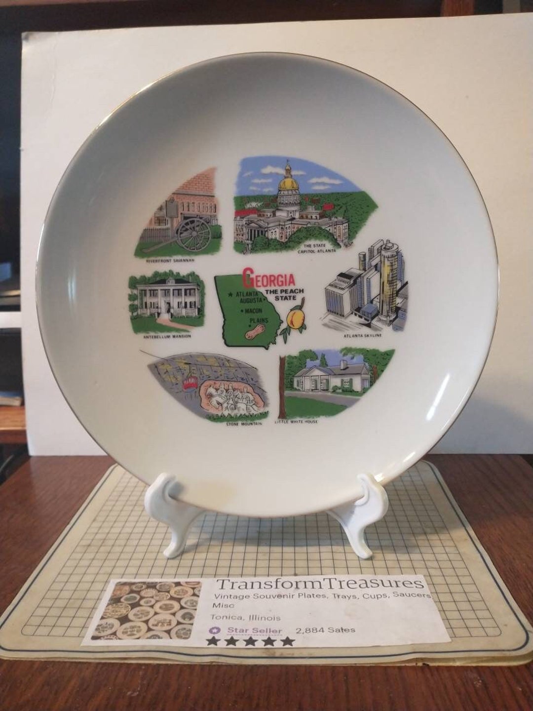 Vintage Georgia Souvenir State Plate Landmarks Decorative Collectible ...