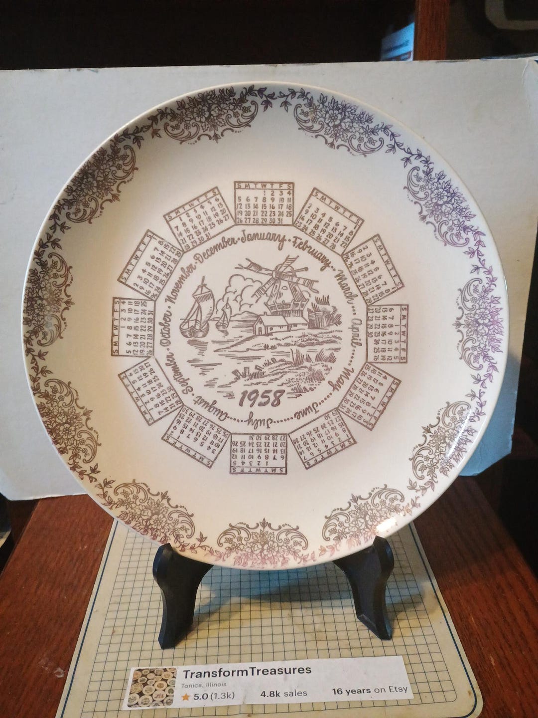1958 Calendar Plate Wall Decor Birthday Gift - Etsy
