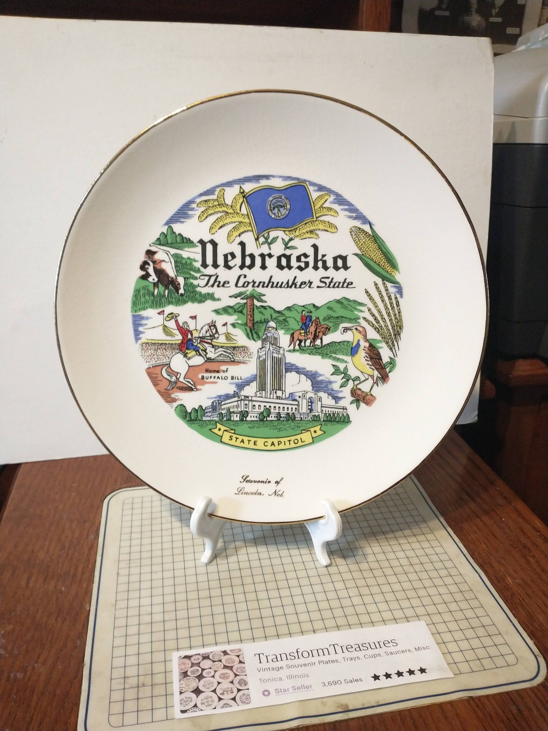 Vintage Nebraska Souvenir State Plate Nebraska Landmarks Decorative ...