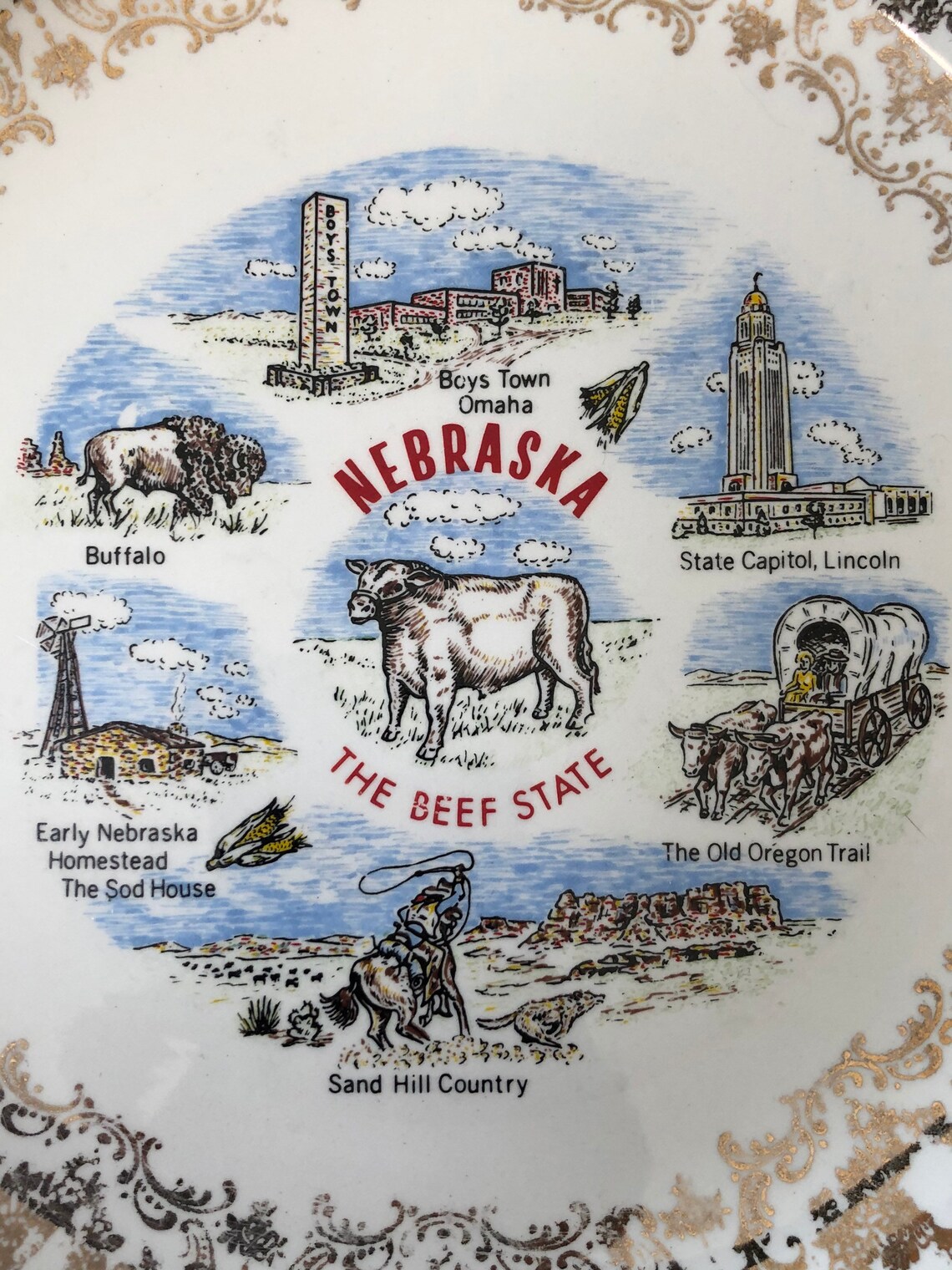 Vintage Nebraska Souvenir State Plate Nebraska Landmarks - Etsy
