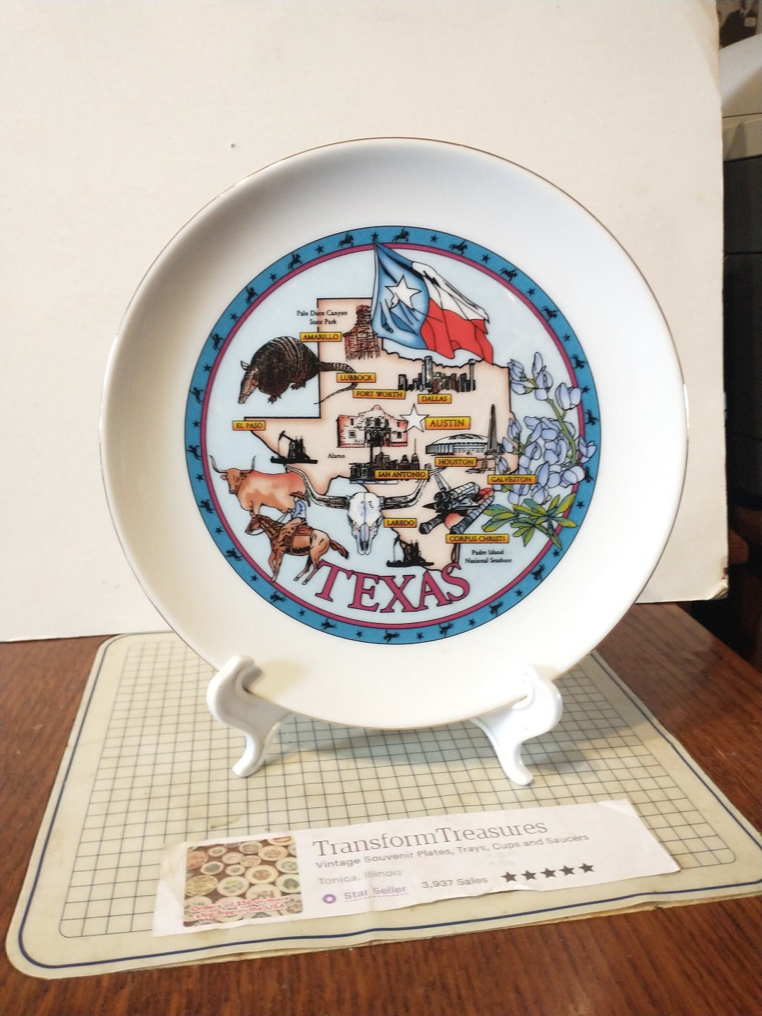 Vintage Texas Souvenir State Plate Decorative Collector Landmarks ...