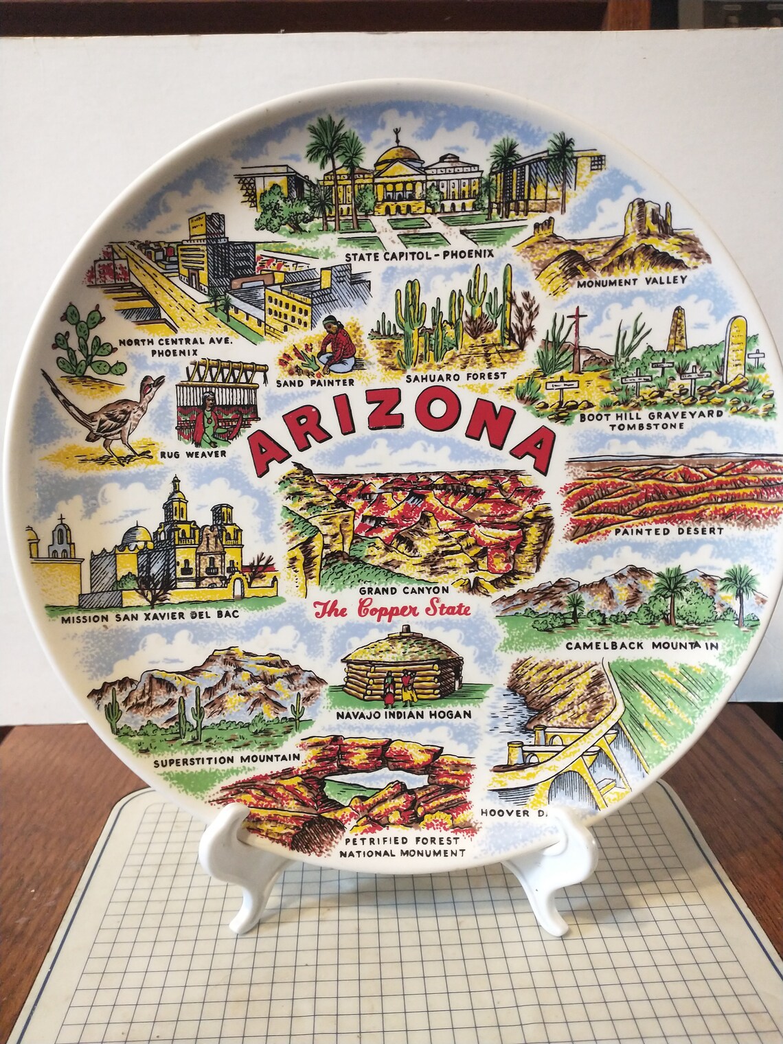 Vintage Arizona Souvenir State Plate Landmarks Decorative Collector ...