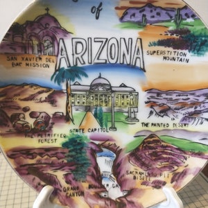Vintage Arizona Souvenir State Plate Arizona Landmarks Small Decorative ...