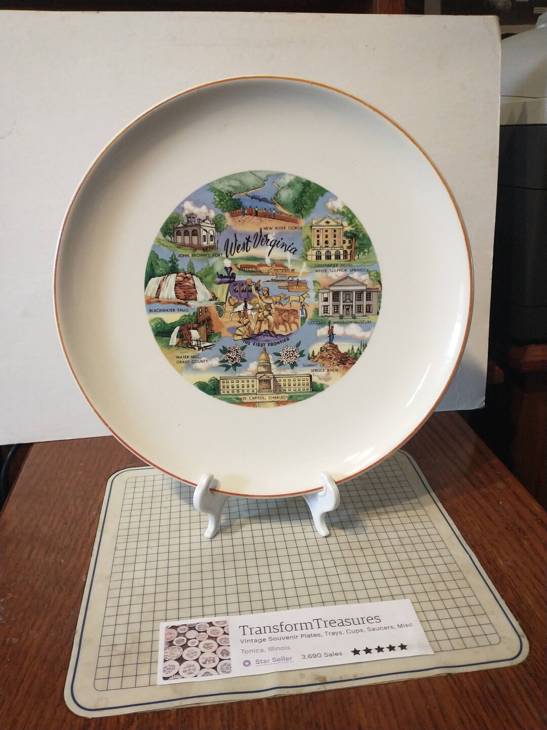 Vintage West Virginia Souvenir State Plate Landmarks Decorative ...