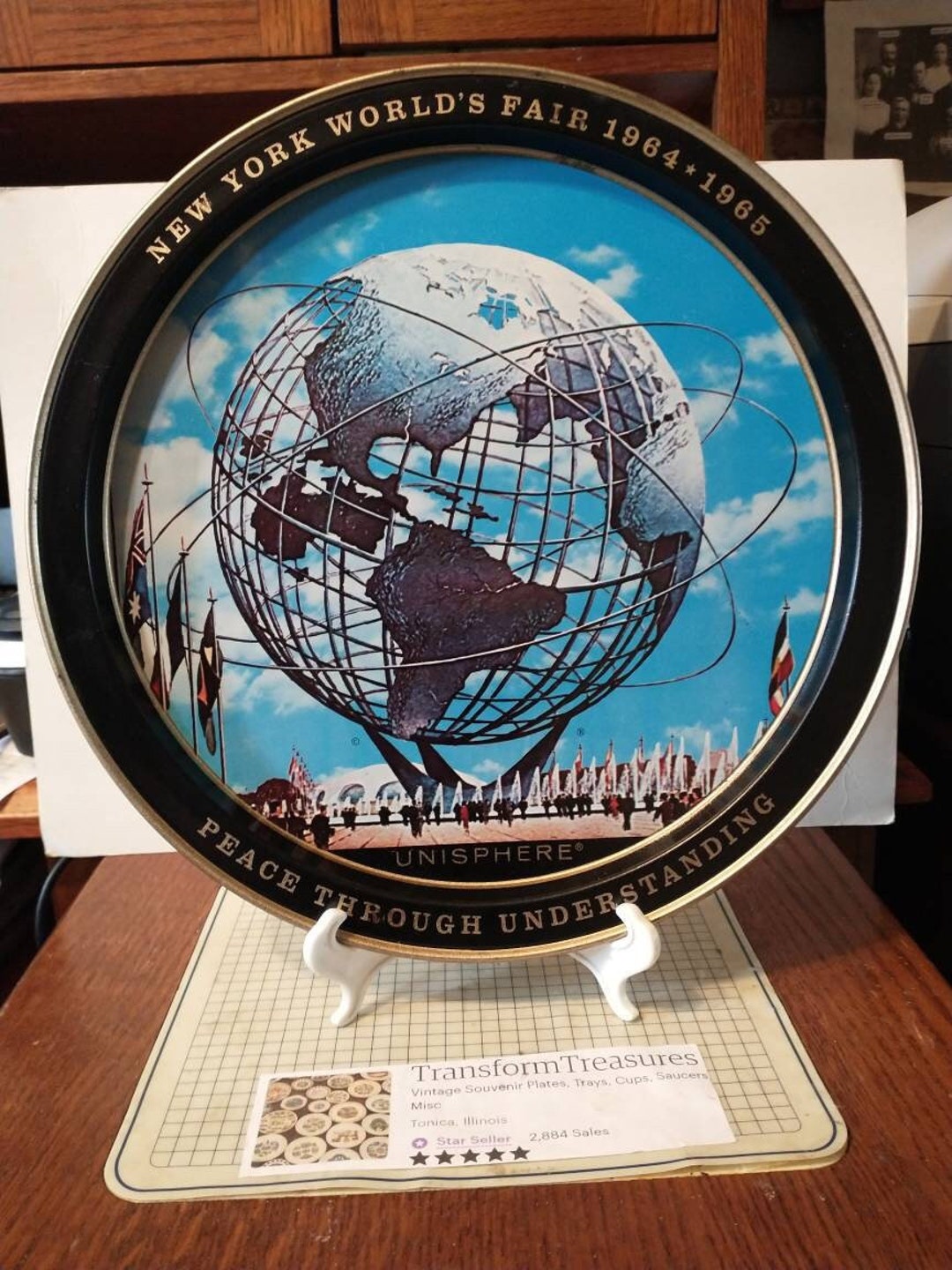 Vintage 1964-1965 New York World's Fair Unisphere Souvenir Metal Tray ...