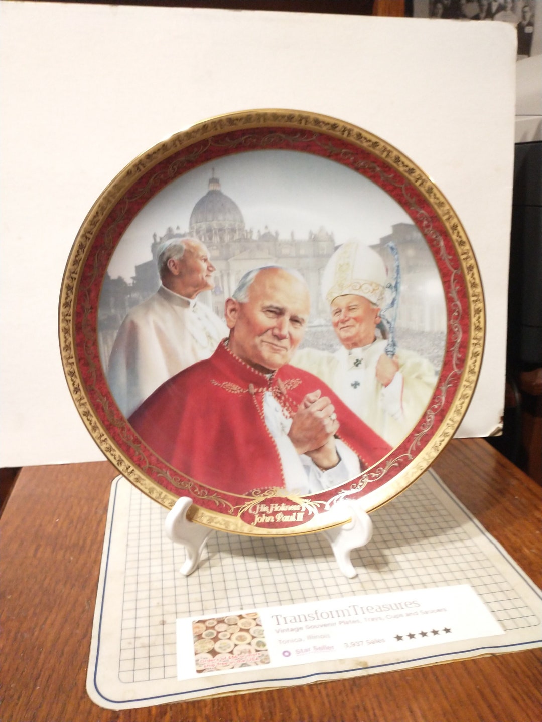 Vintage Pope John Paul II Commemorative Plate Decorative Collectible ...
