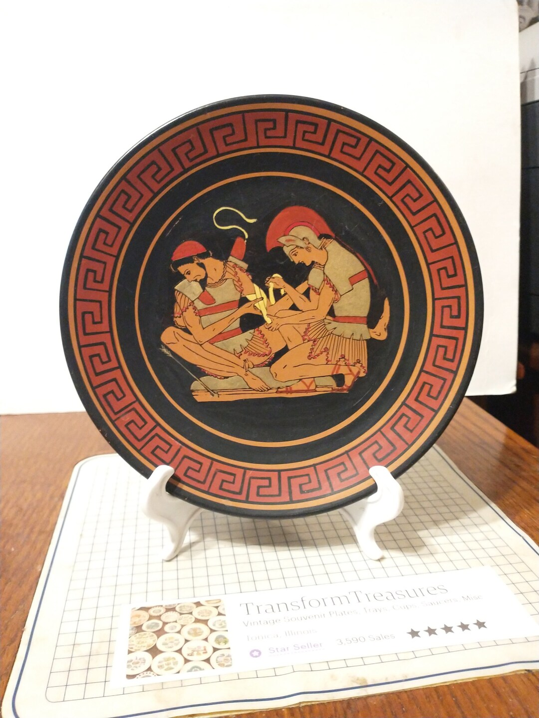 Vintage Greek Plate 1960s Greece Hand Painted Souvenir Plate Achilles ...