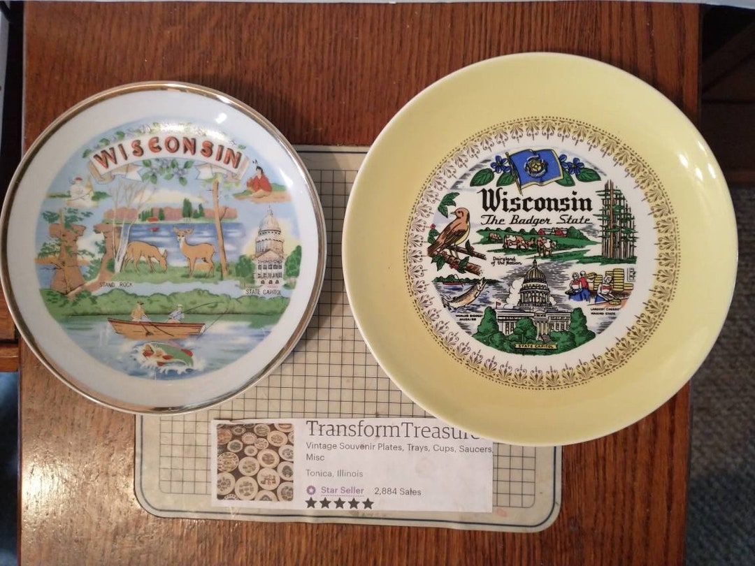 Vintage Wisconsin Souvenir State Plate Wisconsin Landmarks WI ...