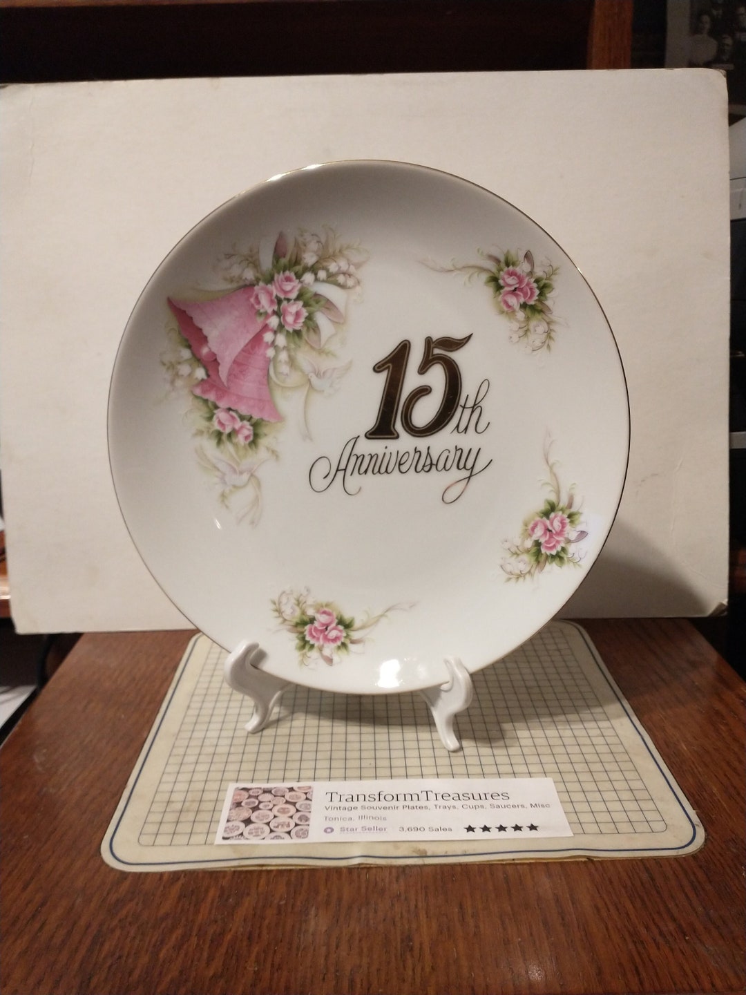 Vintage 15th Wedding Anniversary Plate Large Decorative Collector ...