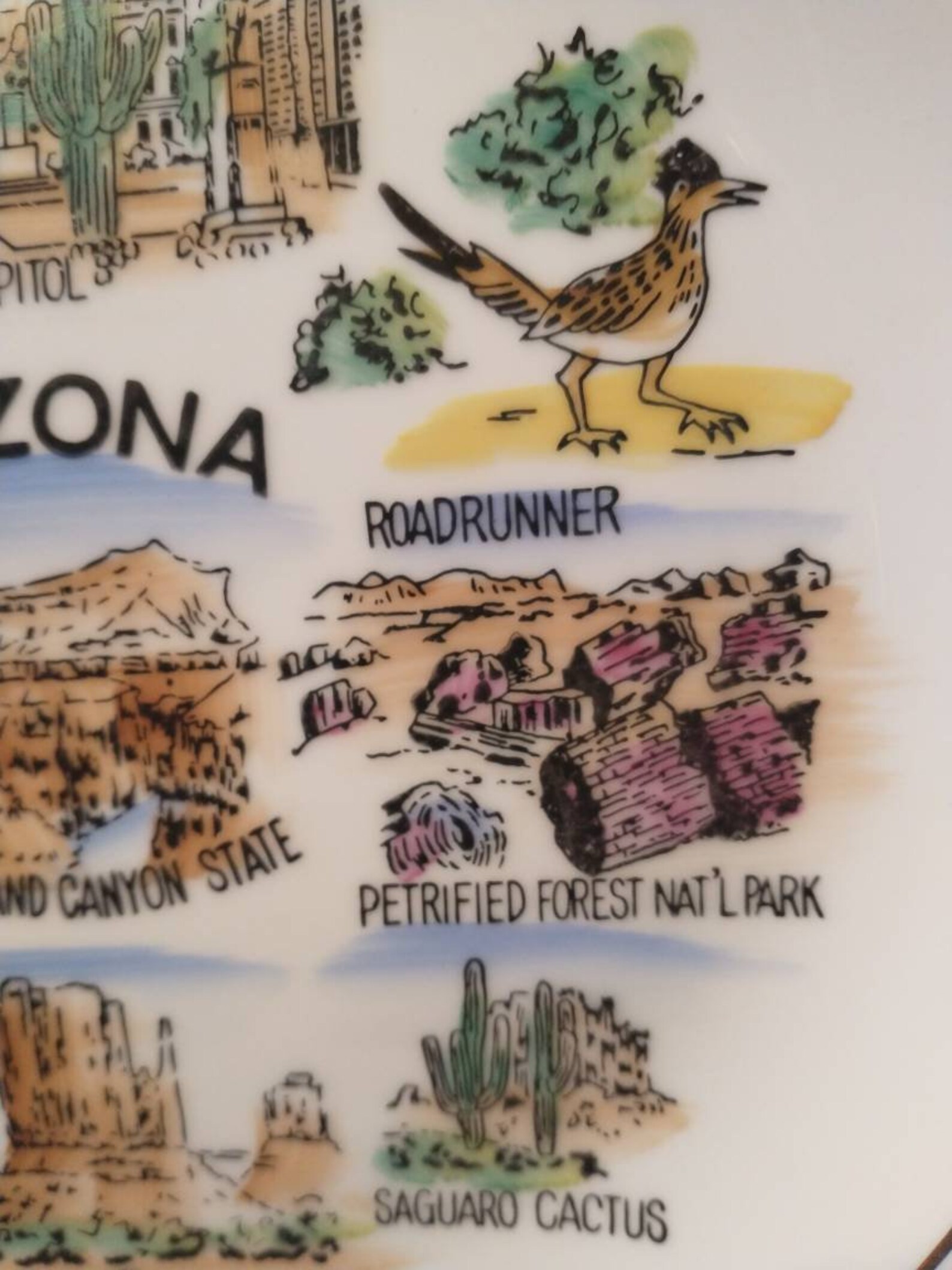 Vintage Arizona Souvenir State Plate Landmarks Decorative Collector ...