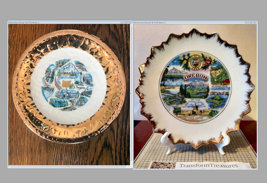 Vintage Oregon Souvenir State Plate Landmarks Small Decorative ...