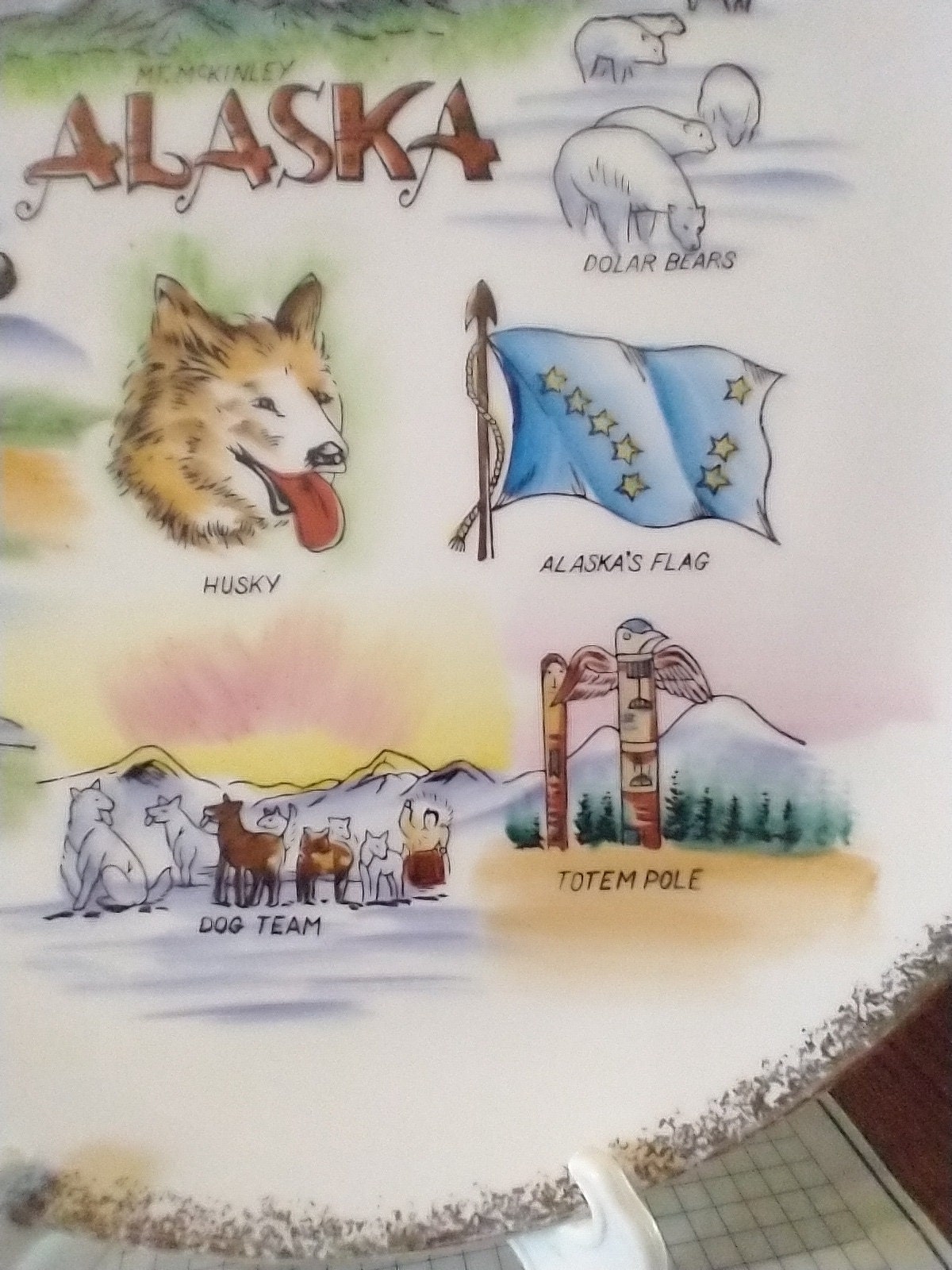 Vintage Alaska Large Souvenir State Plate Decorative Collector Travel ...