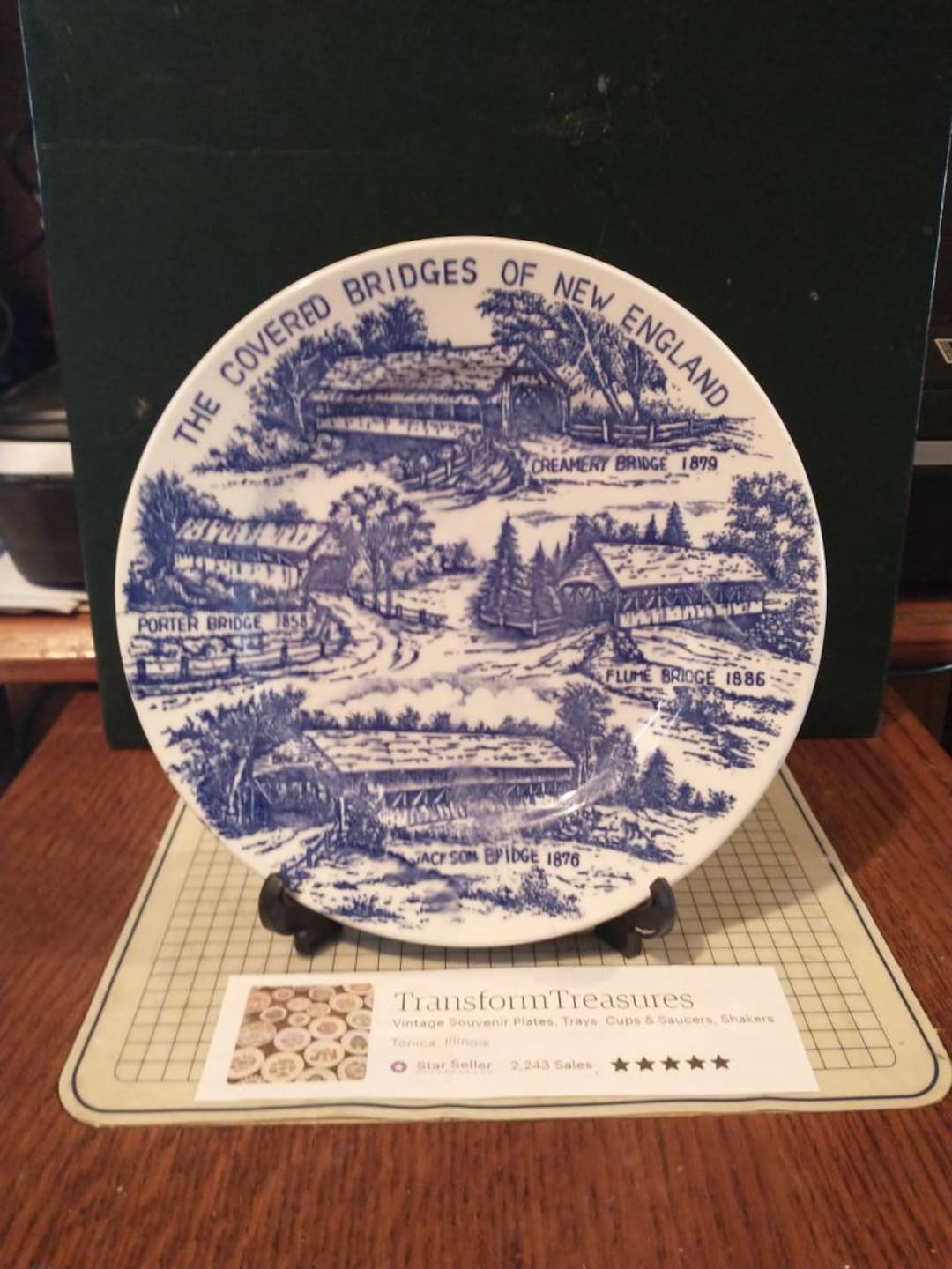 Vintage Covered Bridges of New England Plate Small Landmarks Travel ...