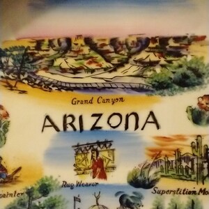 Vintage Large Arizona Souvenir State Plate Landmarks Decorative ...