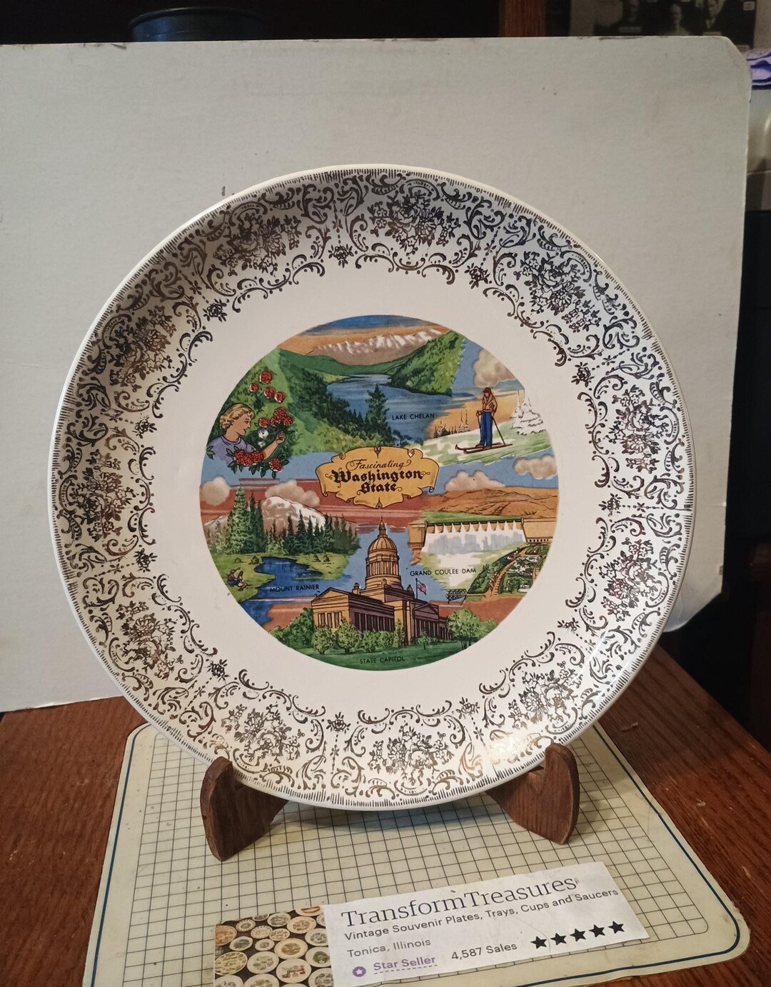 Vintage Souvenir Washington State Plate Landmarks Decorative Collector ...
